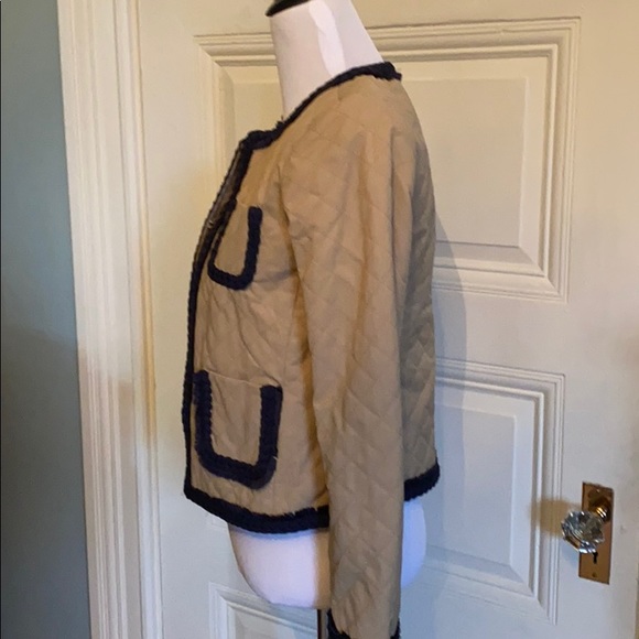 J. Crew | Jackets & Coats | J Crew Tan And Navy Quarter Length Sleeve ...